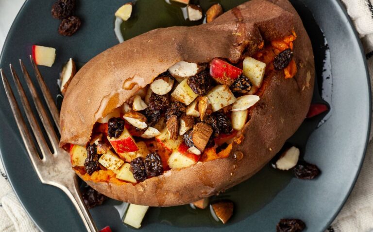 How To Make This Apple And Raisin Stuffed Sweet Potato