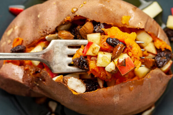 How To Make This Apple And Raisin Stuffed Sweet Potato