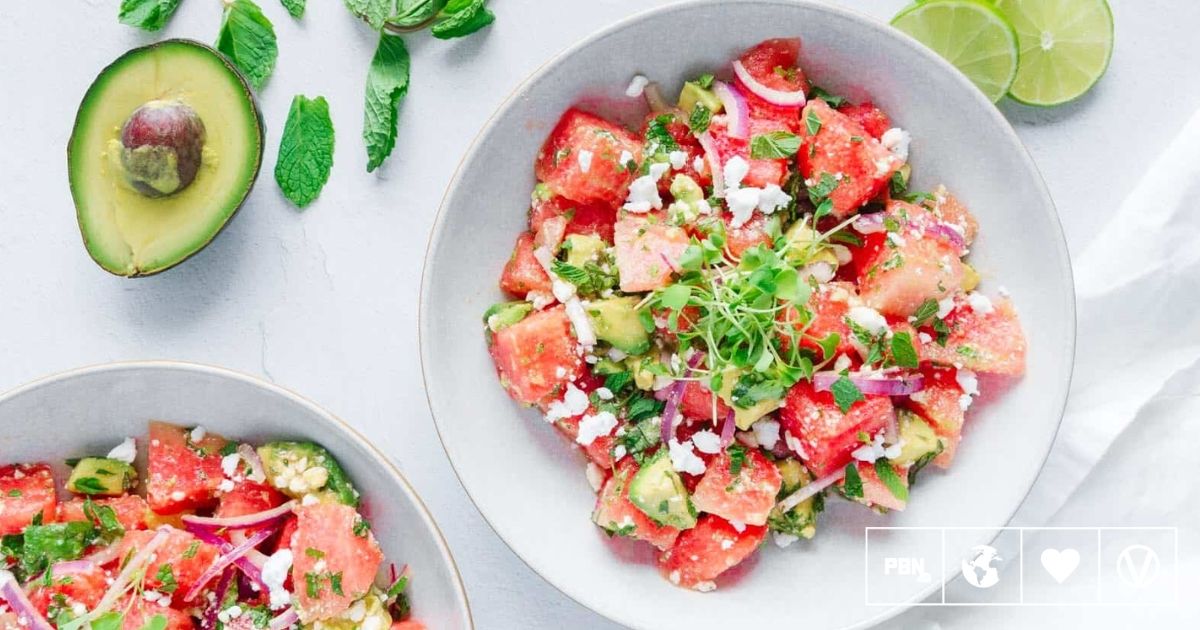 Try This Vegan Watermelon, Feta, And Avocado Salad