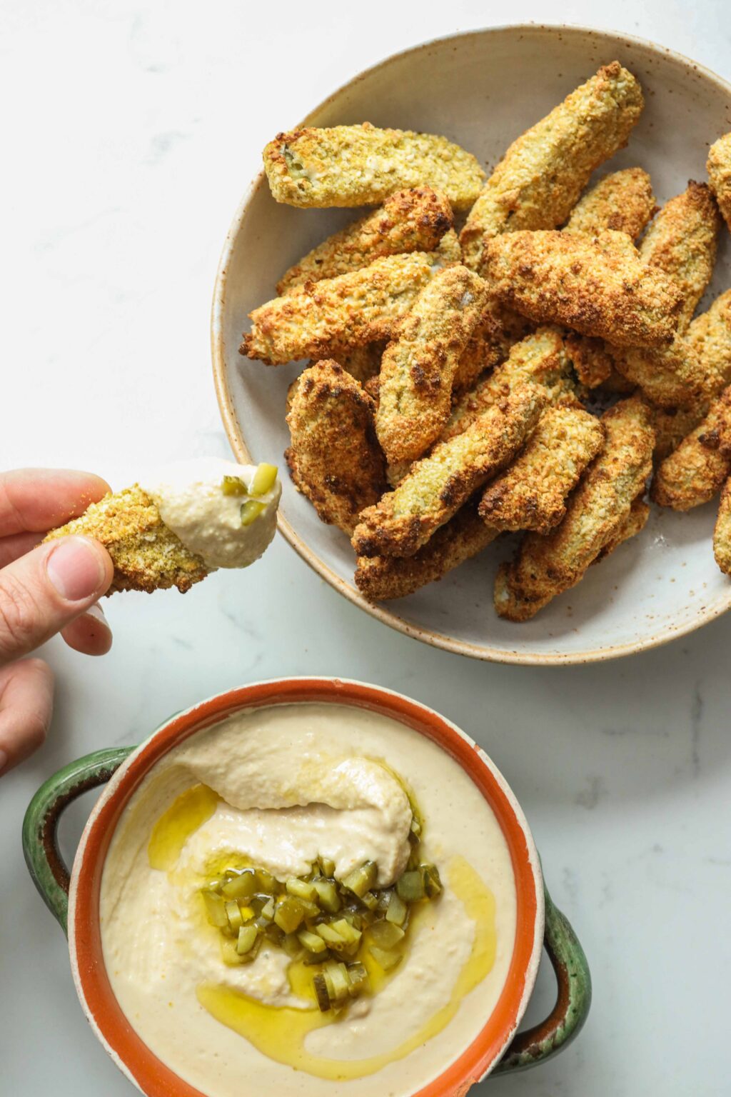 Try These Parmesan Pickles With Pickle Juice Hummus