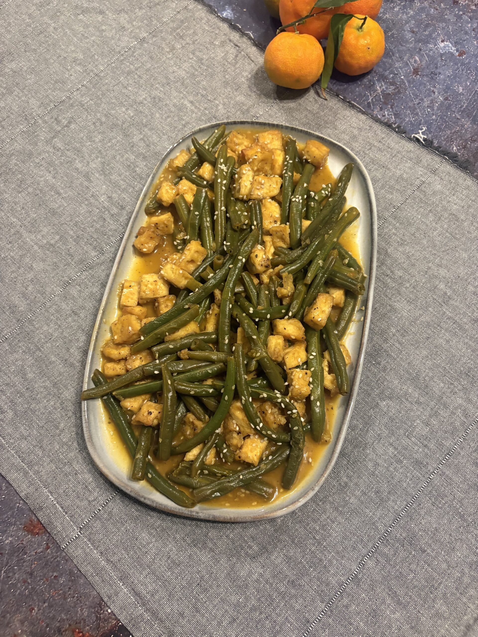 Green Beans And Tofu With Mandarin Sauce