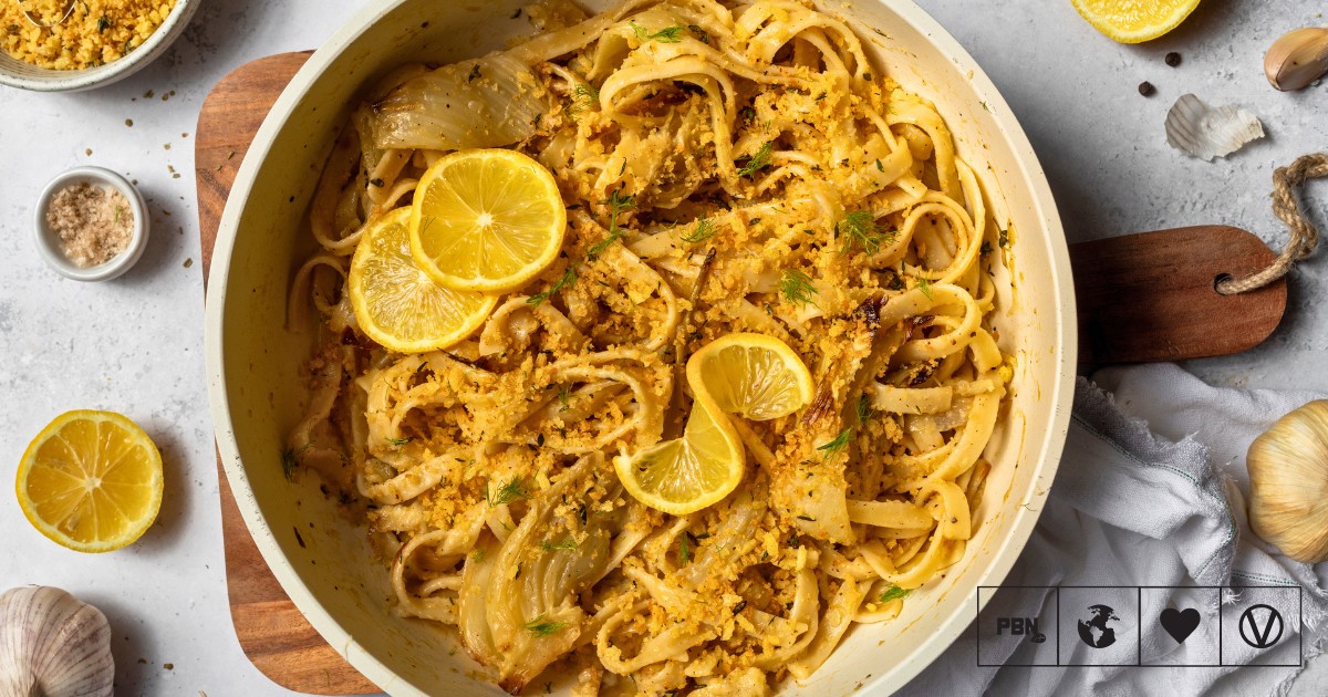 Lemon Fennel Tagliatelle With Buttery Crumbs