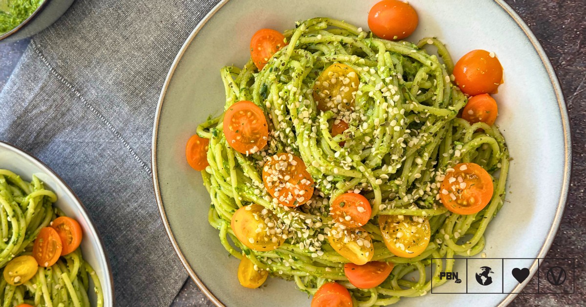 Vibrant Wild Garlic And Edamame Pesto Pasta
